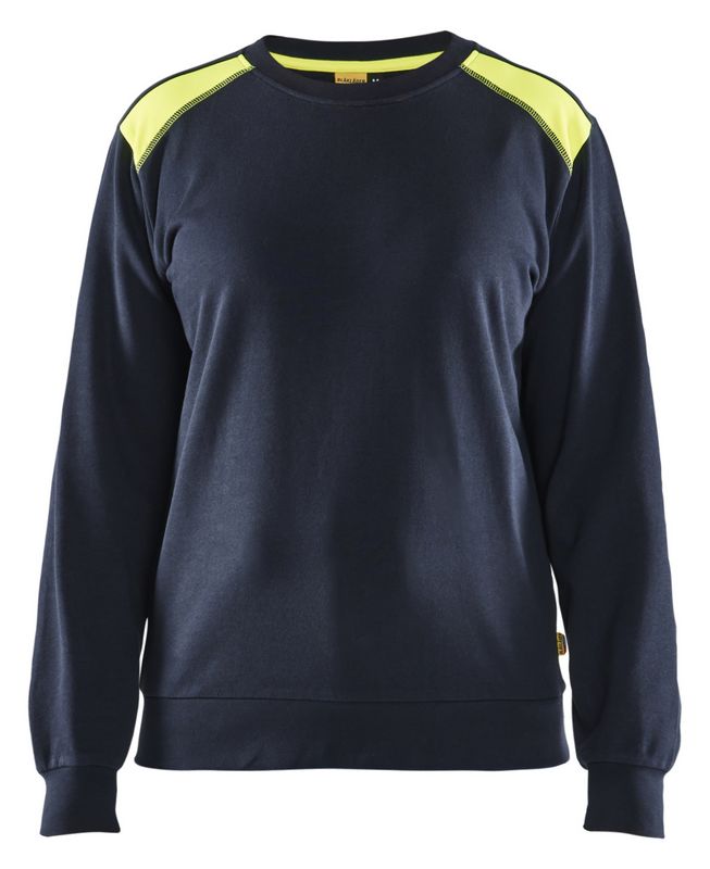 Blåkläder Sweatshirt Dame 3408 Hi-vis Mørk Marineblå/gul, str. XS ...