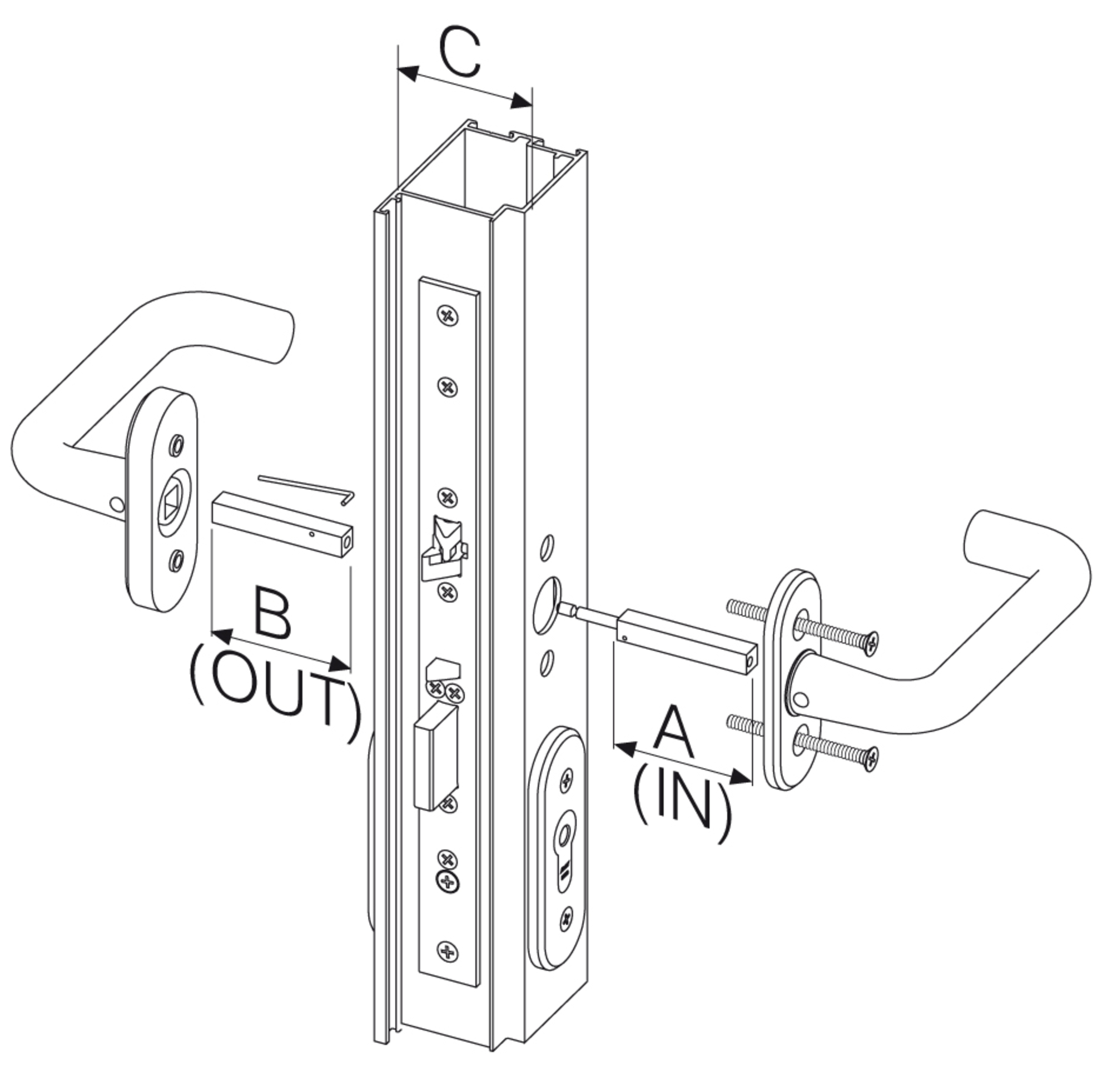 Assa Abloy Dørgrebspind delt t/EL480/580 47/50mm dt:40-54mm | Carl Ras