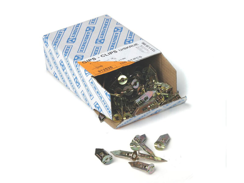 Expandet Gips-Clips u/skrue á 100stk | Carl Ras