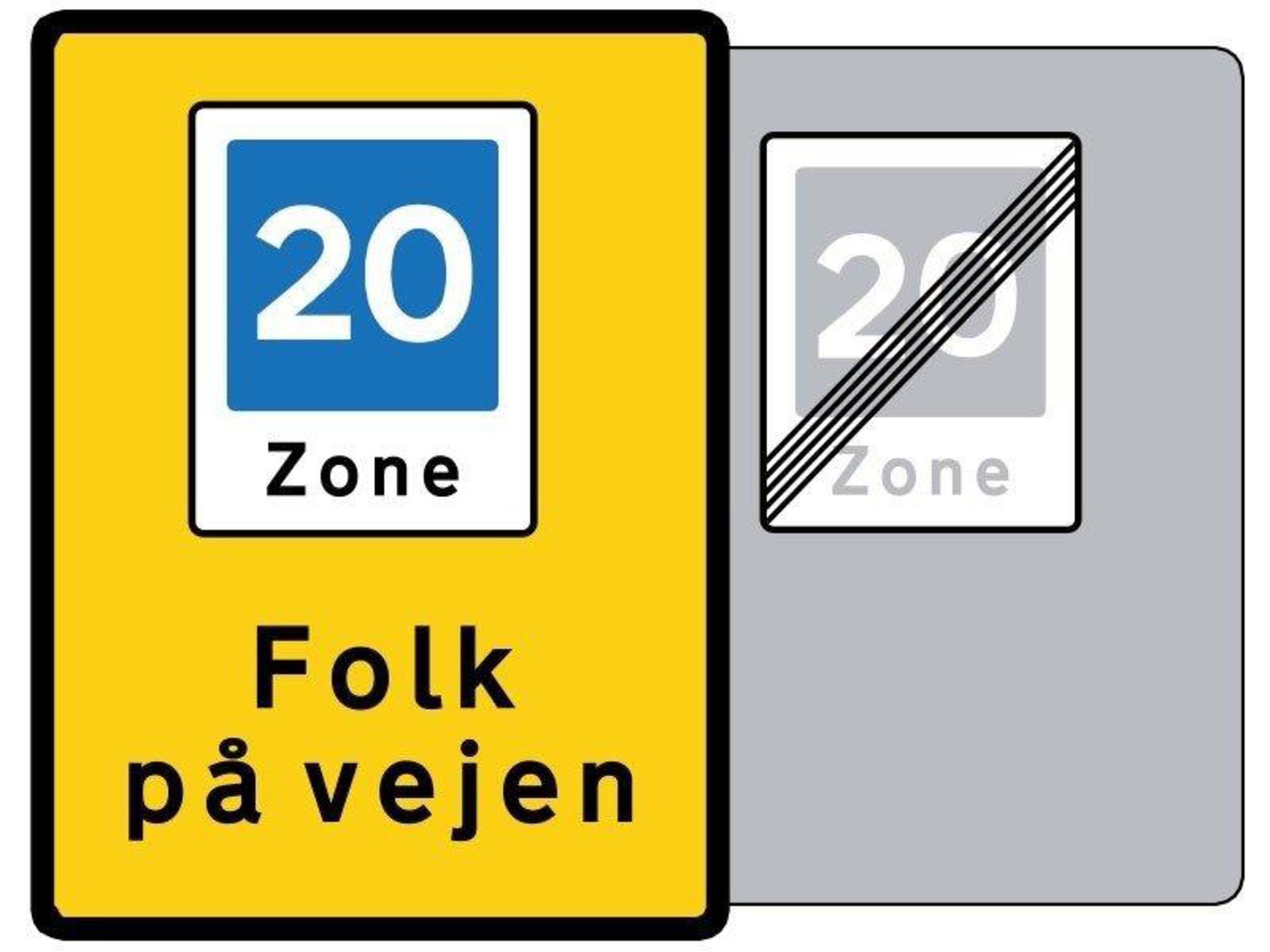 Skilt E53.4 - Folk på vejen - 60x90 cm, 20 km | Carl Ras